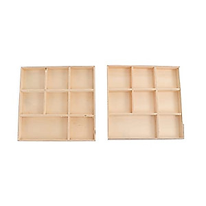 EXCEART 2pcs Wood Tray Box for Craft Compartments Wooden Divided Boxes Succulents Flower Pot Desktop Storage Box Holder Display Tray for Jewelry Ornaments