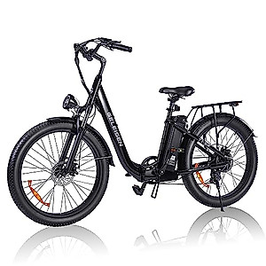 GELEISEN Electric Bike for Adults, 750W 28MPH Electric City Cruiser Bicycle, 26" x 3.0 Fat Tire Step-Thru Ebike with 48V 14.5AH Removable Battery, Professional 7-Speed Folding Electric Commuter Bike