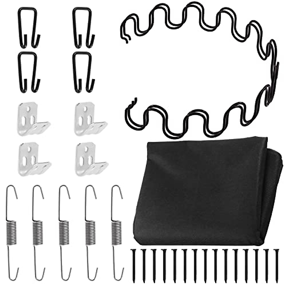 Wokape 31Pcs Couch Spring Repair Set, 27 Inch No Sag Springs, S-Clips, Hooks, Dual Hook Tension Springs, Nails and Dust Cover, Sofa Upholstery Spring Replacement Kit for Repair Couch Recliner Chair