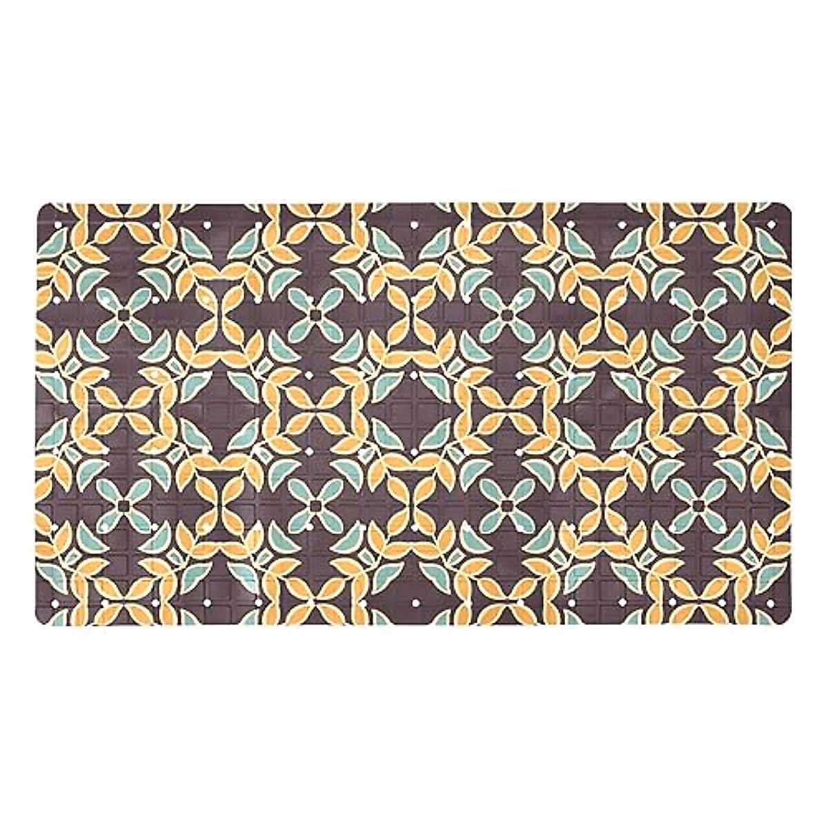 Bath Tub Shower Mat - Anti-Slip PVC Material 15.1x26.8 in, Gentle Cushioning Quick Drying Suction Cups Reliable Solution - Retro Geometric Background Non-Slip Floor Mat