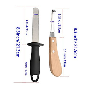 Hoof Knives Kits Hoof Knife Sharpener 2 in 1, Farrier Tool Kits - Hoof Knife Right Hand Narrow Blade Farrier Equine Horse Wooden Handle Steel, Hoof Knife Sharpener Diamond Coating