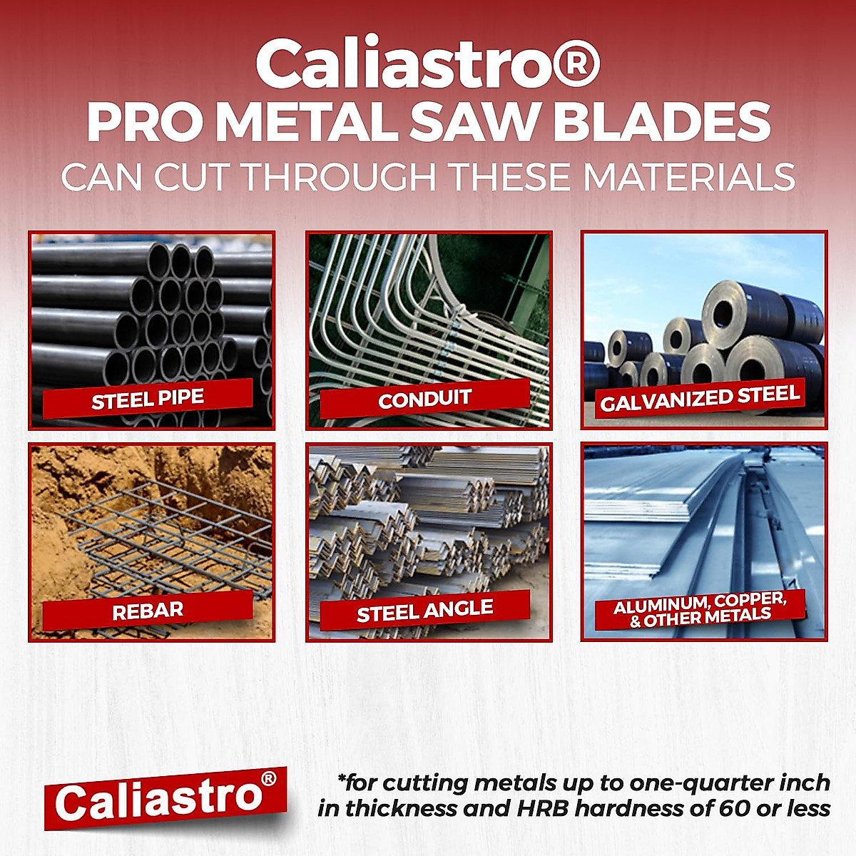 6-Inch Thick Metal Cutting Reciprocating Saw Blades (18 TPI) Made of Long Lasting Bi-Metal (HSS Teeth Bonded to HCS Body) - 8 Pack - Caliastro