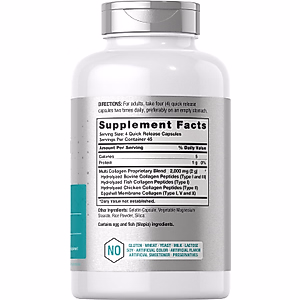 Horbäach Multi Collagen Protein 2000 mg | 180 Capsules | Type I, II, III, V, X | Keto & Paleo Friendly, Gluten Free Supplement