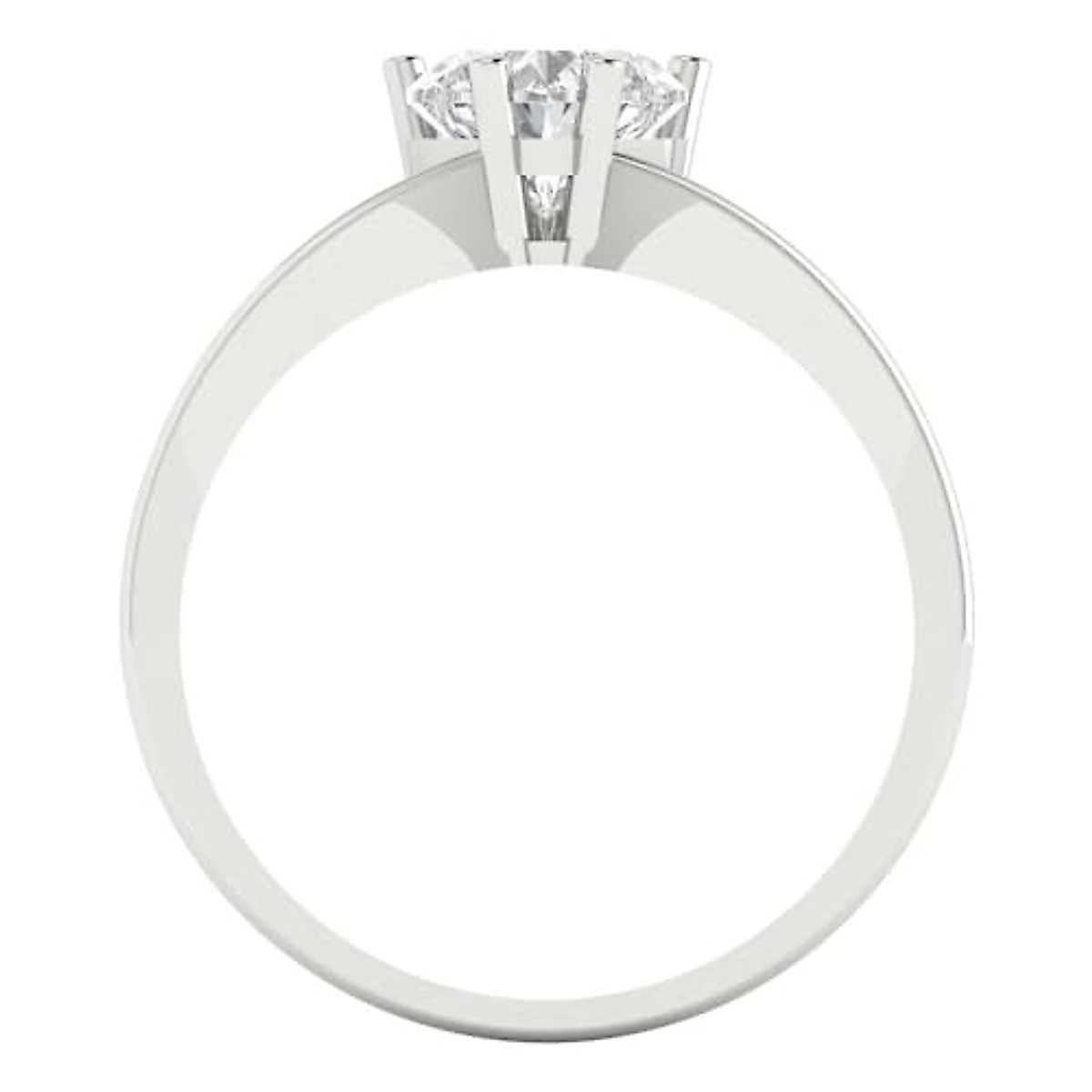 1.0 Ct Brilliant Heart Cut Clear Simulated Diamond 14K White Gold Solitaire Engagement Promise Bridal Anniversary Ring Size 6