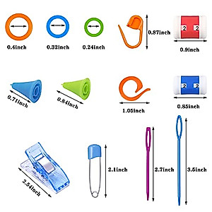 381 Pieces Stitch Ring Markers and Colorful Knitting Crochet Locking Counter Stitch Needle Clips + Weaving Tools Knitting Kits with 3 Storage Boxes