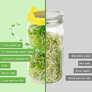 Plastic Sprout Lid,Stainless Steel Split Sprouting Lids for Sprouts Broccoli Alfalfa Mustard Mung Beans (Colorful)