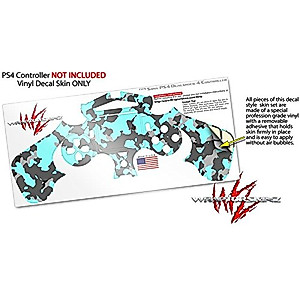 WraptorSkinz Skin Compatible with Sony PS4 Dualshock Controller PlayStation 4 Original Slim and Pro WraptorCamo Old School Camouflage Camo Neon Teal (Controller NOT Included)