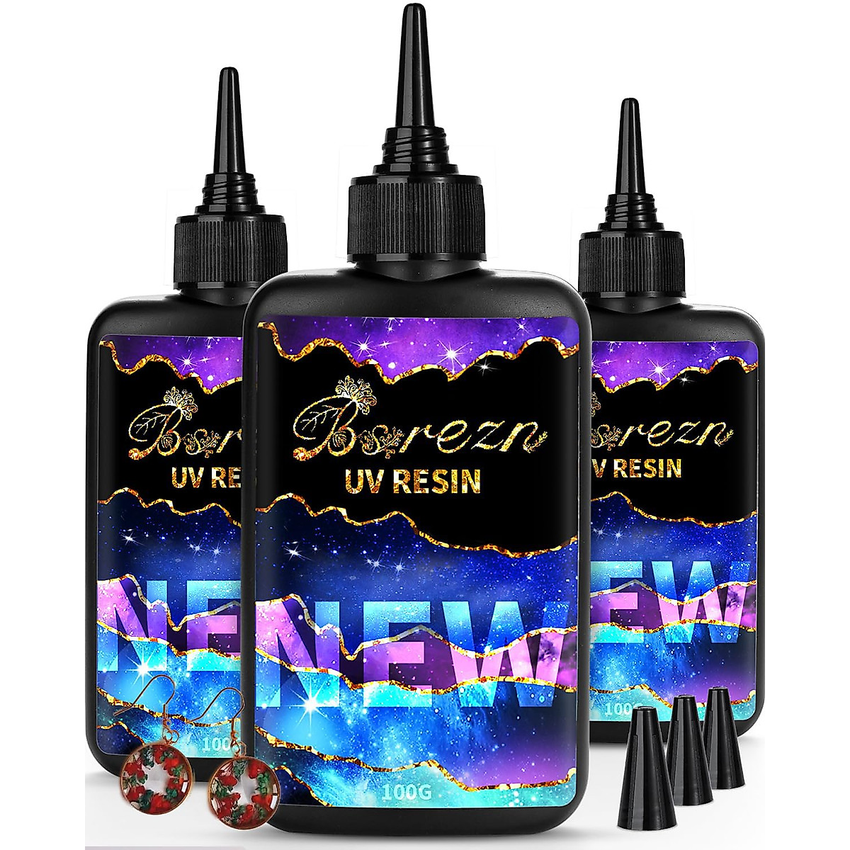 Bsrezn 300g Clear UV Resin Hard, High Gloss UV Cure Epoxy Resin Crystal Kit Premixed Resina UV Curing Transparent Solar Activated Glue for Jewelry Making Fast Curing