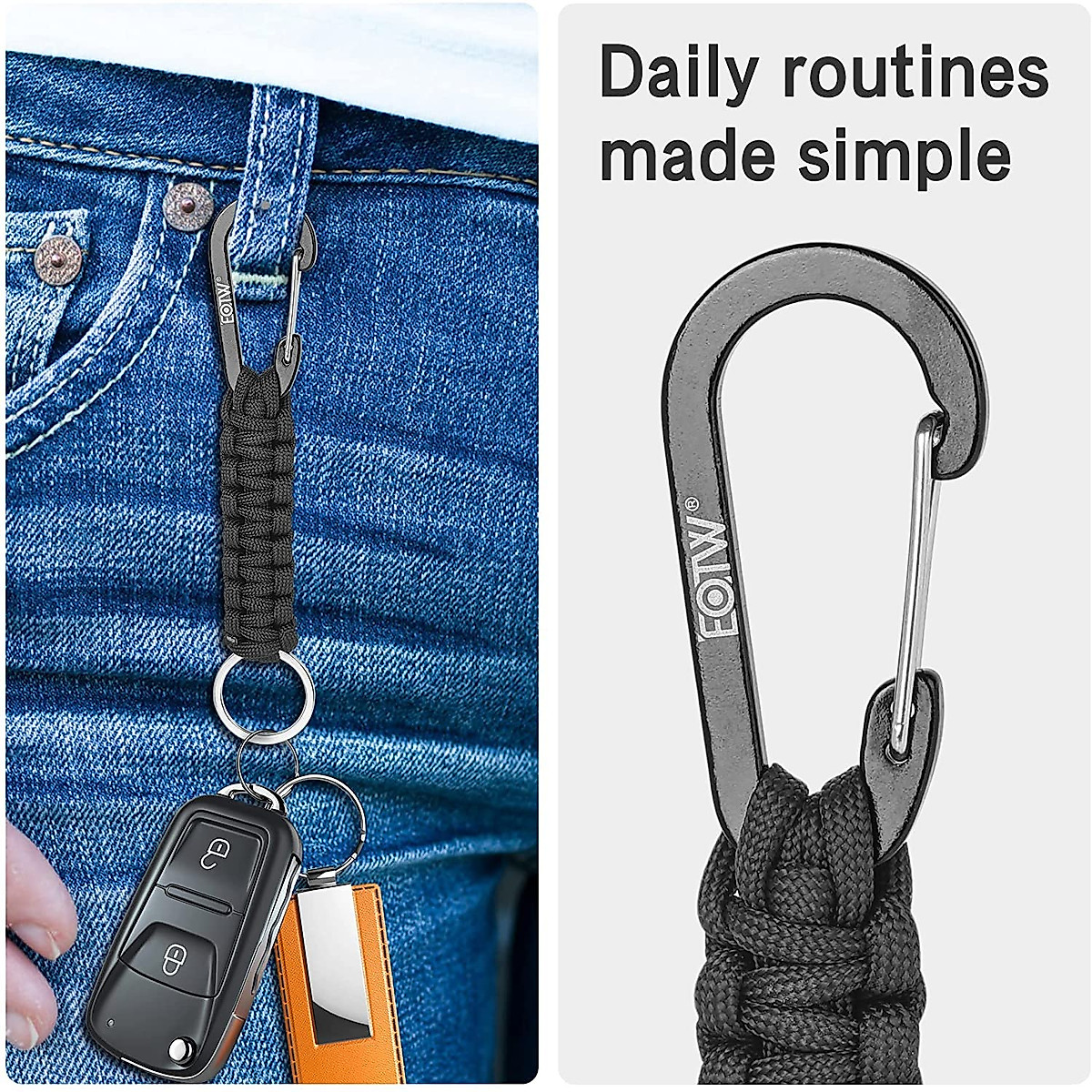 EOTW Carabiner Keychain,Paracord Keychain Small Aluminum Clip D Ring for Camping, Hiking, Fishing, Or As A Key Organizer