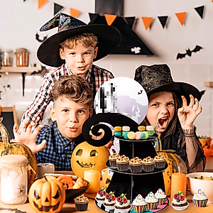 Z1juce Halloween Cupcake Stand 3 Tier Halloween Cardboard Cake Stand Tower Halloween Dessert Holder Halloween Dessert Tower Halloween Cupcake Serving Tray for Halloween Christmas Birthday Party Supply