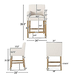 Christopher Knight Home Armga Upholstered 26 inch Counter Stool - Beige/Weathered Brown