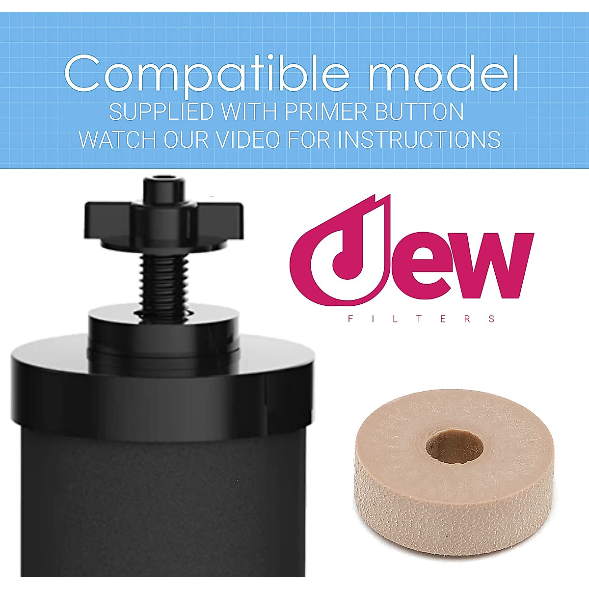 DEW FILTERS UK | BB9-2 Black Water Filter Purification Compatible Elements | PLUS PRIMER BUTTON | Traveler, Nomad, King, Big Series & Doulton Super Sterasyl | Gravity Purifier Filters