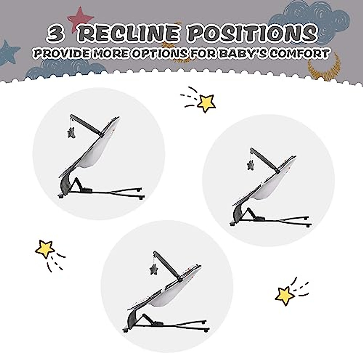 Bouncer for Babies 0-6 Months, Portable Bouncer for Baby,Baby Bouncers for Infants with 3-Point Harness Grey