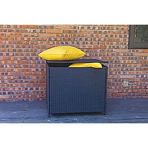 UNITED FLAMES 91 Gallons Outdoor Storage Box Waterproof Deck Box Lightweight All-Weather Wicker Storage Bin for Storing Cushions Garden Tools and Pool Toys Black