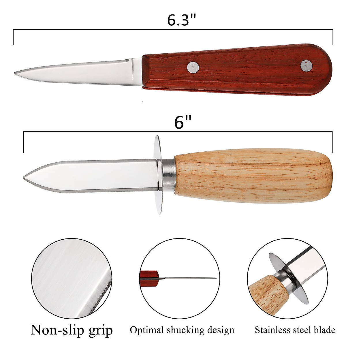 ZOOFOX 6 Pack Oyster Knife Shucker Set, Stainless Steel Oyster Knife for Clam and Shellfish Tool Party Supply