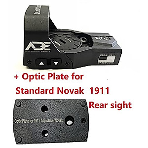 Ade Advanced Optics Zantitium RD3-015 Red Dot Sight + Optic Mounting Plate for 1911 Novak Rear Sight Pistol
