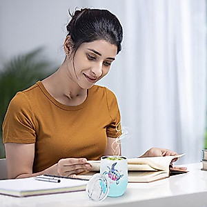 DOUDIZHU Sea Turtle Insulated Glitter Tumbler, Gifts for Friends, Her, Mom Wine Tumbler 12 oz Turtle Stainless Steel Cup with Lid, Birthday Gift for Turtle Lovers Beach Ocean Decor