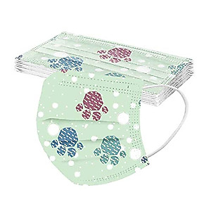 50PCS Cute Animal Claw Disposable Face Mask For Adults 3-Ply Breathable Cat Dog Paw Printed Paper Masks for Outdoor (Multi/A3)