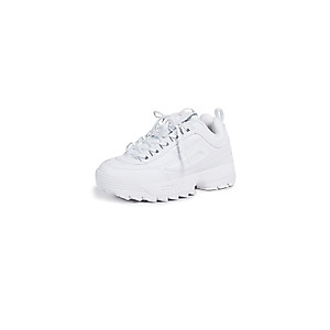 Fila Women's Disruptor Ii Premium Comfortable Sneakers, White/White/White, 8