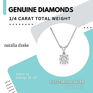 NATALIA DRAKE Miracle Halo 1/4 Cttw Diamond Necklace for Women in Rhodium Plated 925 Sterling Silver Color I-J/Clarity I2-I3