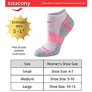 Saucony womens Selective Cushion Performance No Show Athletic Sport (6 & 12 Pairs) Socks, White Assorted Pairs), Shoe Size 5-10 US