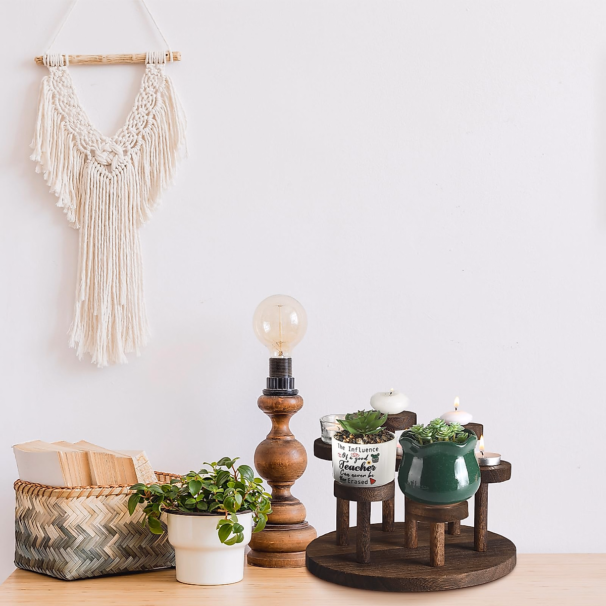 BBTO 7 Tier Wooden Display Stand for Figures Action Figure Stand Multilevel Wood Riser for Display Collection Organizer Holder for Figure Perfume Jewelry Toys Souvenir (Brown)