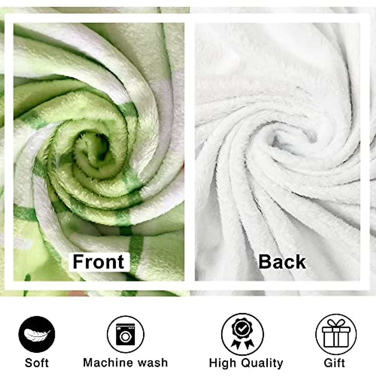 Frog Blanket Cute Print Flannel Throw Gift for Childs Teens Adults Super Soft Snuggle Breathable Foldable Bed Sofa Couch Novelty Unisex 100x130 Green 40x50