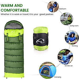 Sleeping Bag Wearable Lightweight Waterproof Sleeping Bags with Zippered Holes for Arms and Feet, Sleeping Bag for Adults, Women, Man, Kids, Camping, Hiking, Backpacking, Traveling - 2.98lbs,Green