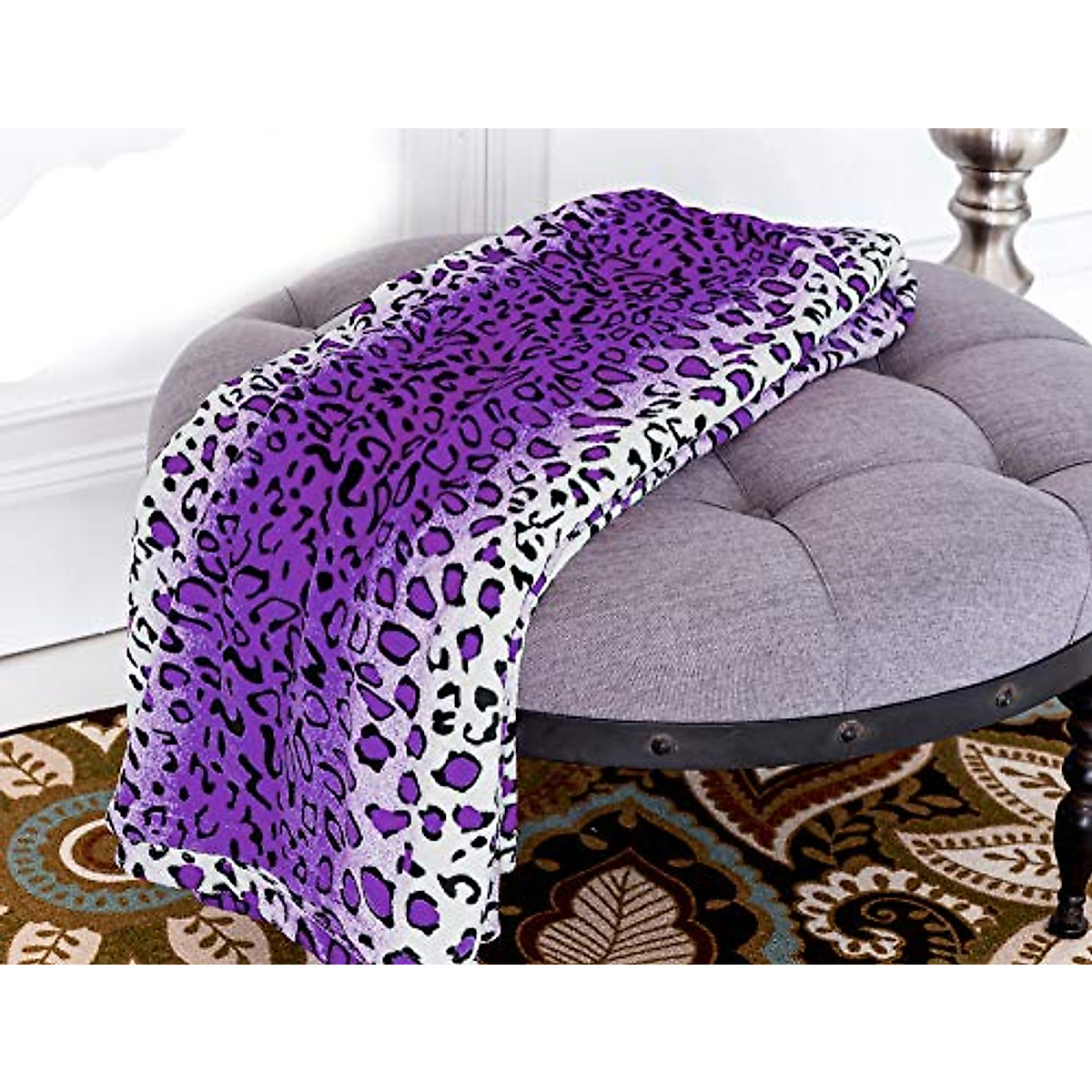 Home Must Haves Safari Animal Print All Season Extra Soft Super Warm Sofa Couch Premium Cozy Throw Bed Blanket (King, Purple Leopard)