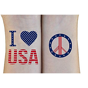 Terra Tattoos Assorted Temporary Tattoos Designs Party Favors Costumes Goody Bags Adults Kids Waterproof Temporary Tattoos (4th of July)