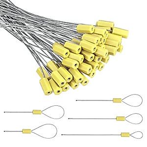 PATIKIL Steel Security Cable Seals 12", 100 Pcs Numbered Pull Tight Wire Anti-Tamper Security Tags for Shipping Container Truck, Yellow