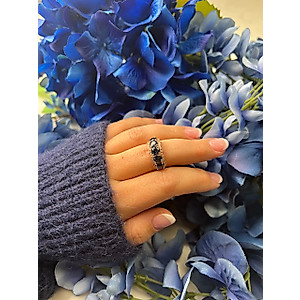 LE VIAN 3 Carat White and Blue Topaz Wedding Band Ring for Women in 14k Rose Gold Anniversary Promise Ring Size 7