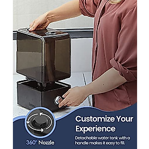 raydrop Humidifiers for Bedroom (6.5L), Ultrasonic Cool Mist Humidifiers for Large Room, Home, Plant, Quiet Air Vaporizer with Night Light, Easy to Clean, 42h Work Time, Auto Shut-Off (Black)