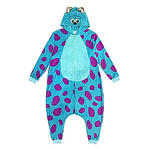 Disney Monsters Inc. Adult Sulley Kigurumi Sherpa Fleece Cosplay Costume One Piece Union Suit (L/XL) Blue