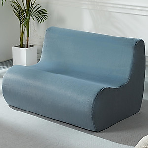 Cansunna Loveseat Bean Bag Chair, Bean Bag Couch Lazy Beanbag Sofa Large Armless Comfy Chair Sofa for Adults, with High Density One-Piece Foam Filling (Large)
