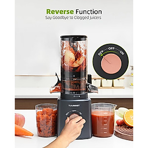 Cold Press Juicer with 8 Juice Bottles - Masticating Juicer Machines for Fruits and Veggies, 4.25" Large Feed Chute, Easy to Clean