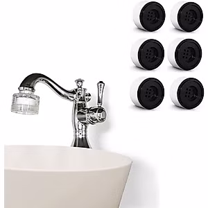 QPD Bathroom and Kitchen Water Faucet Filter System and Replacement Filter with 7 Adapters + 3 Exclusive for Pull-Out Faucet and Aerator (Sediment Water Filter) and 6 Replacement Sediment Filters