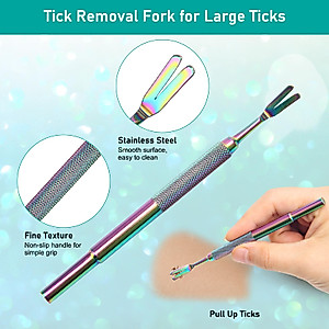 COITEK 3 in 1 Tick Remover Kit, Black Tick Remover Tweezers Stainless Steel Tick Remover Tools Set for Pet Dog, Cat, Human with Storage Box (Colorful)
