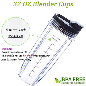 [New Model] Replacement 7 Fins Male Blade&32oz Blender Cup Compatible For Nutri Ninja Blender [4 Inch Male 7 Fins Blade]