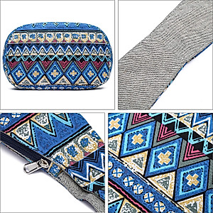 Women Shoulder Handbags Fashion canvas Hippie Crossbody Bags Bohemian Animal Prints Hobo Bags (Blue-white)