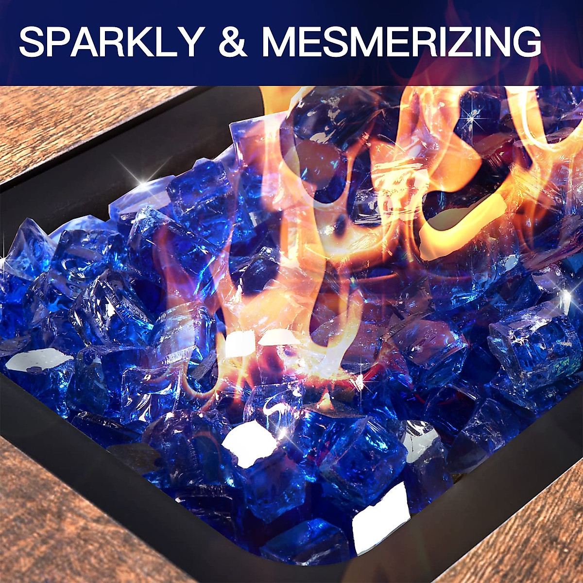 Fire Glass for Fire Pit - 1/2 inch Cobalt Blue Reflective Fire Glass | 10lbs