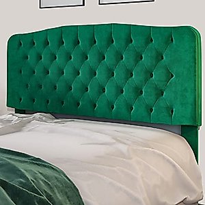 YITAHOME Upholstered Headboard, Velvet Tufted Upholstered Queen Headboard with Diamond Tufted, Full/Queen - Peacock Green