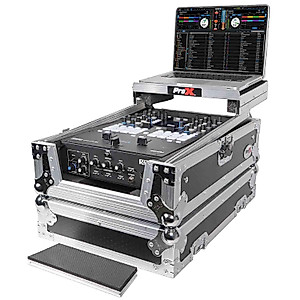 Artist Unknown Prox XS-RANE72LT 11" ATA-300 Style Gig Ready Flight/Road Case with Laptop Shelf for Rane Seventy-Two DJ Mixer, Silver on Black