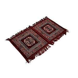Kalagiri Maroon Pooja Aasan Velvet Mat Prayer Aasan Meditation Mat Multipurpose Rug Aasan for Navratri Diwali Mandir Pooja & Festive Occasions (Pack of 2)