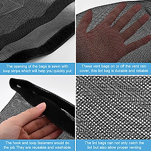 LOQJSS 2 Pack Dryer Vent Lint Bags Lint Traps Lint Dust Bag,Dryer Vent Lint Trap Bags with Adhesive Hook Strips,Exterior Dryer Vent Cover,for Outdoor Dryer Vents Capturing Lint and Dust