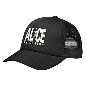 CASOWAT Alice Rock in Chains Band Mesh Baseball Cap for Men Women Adjustable Snapback Caps Summer Trucker Hat Black
