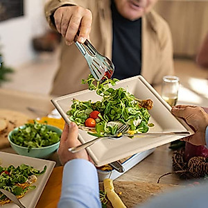 Gezond Compostable Square Plates 6 Inch 50 Pack Disposable Paper Plates Sugarcane Cake Plates for Party Unbleached Eco-friendly Salad Plates