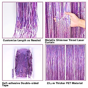 2 Pack 3.2ft x 8.2ft Pink Metallic Tinsel Foil Fringe Curtains Backdrop for Pink Party Birthday Wedding Bachelorette Baby Shower Holiday Party Decorations Photo Booth Props