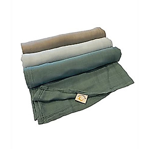 LULLABIES Organic Muslin Swaddle Blankets, Soft Solid Earth Tones 3 Pack Baby Swaddle Blankets Muslin Receiving Blanket Wrap, Large 47 x 47 inches, Solid Color Baby Swaddling (Ocean Waves)