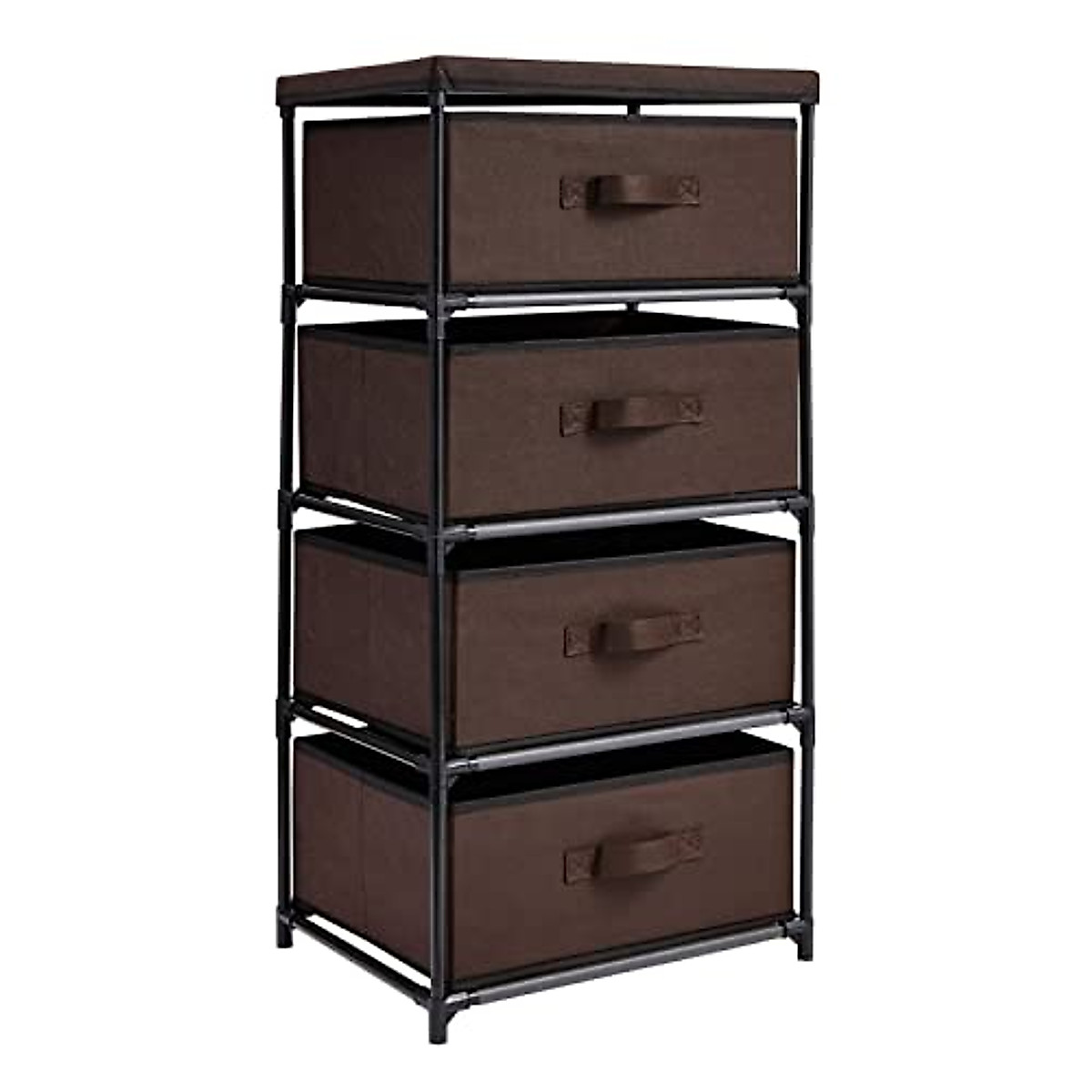 4-Tier Drawer Dresser for Bedroom, Clothes Organizer, Fabric Storage Tower for Clothing, Linens, Closet, Easy Assembly, Durable Materials (Dark Brown, Tall, 16.5x13.2x33.4 in)